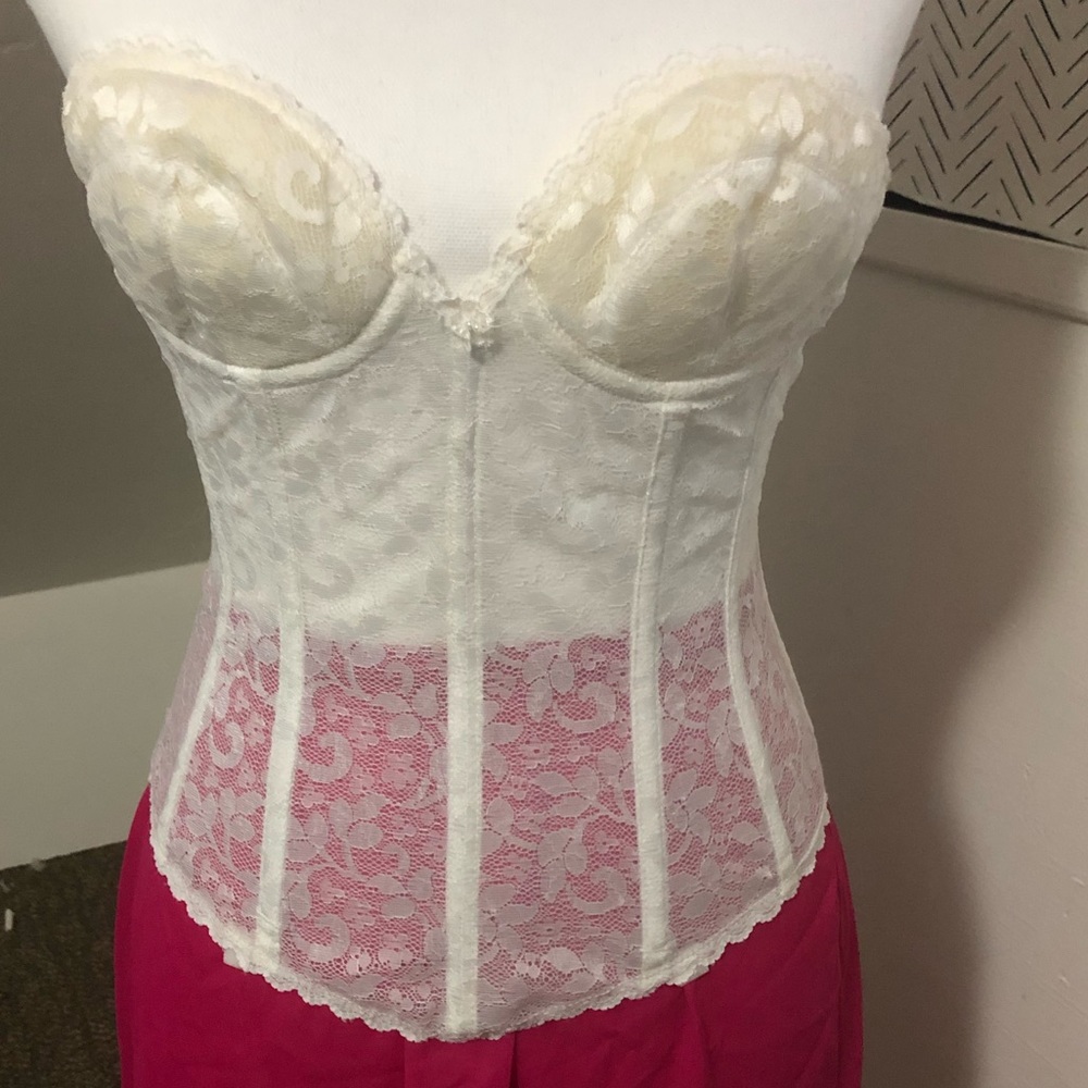 Vintage Carnival White Bustier Corset Longline Bra St… - Gem
